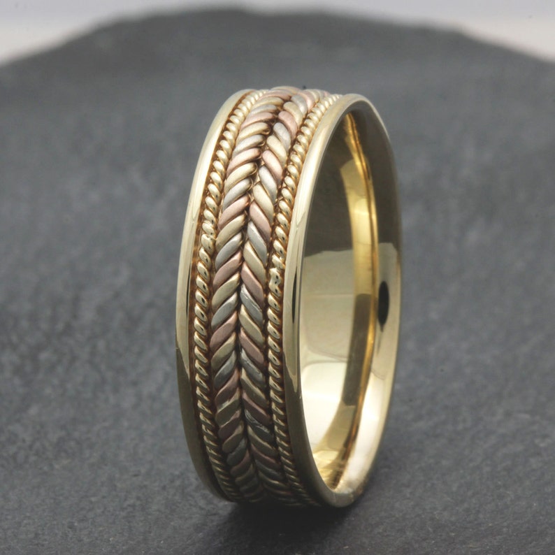 Tri Color Gold Braided Comfort Fit Wedding Band Gold Rings - Etsy
