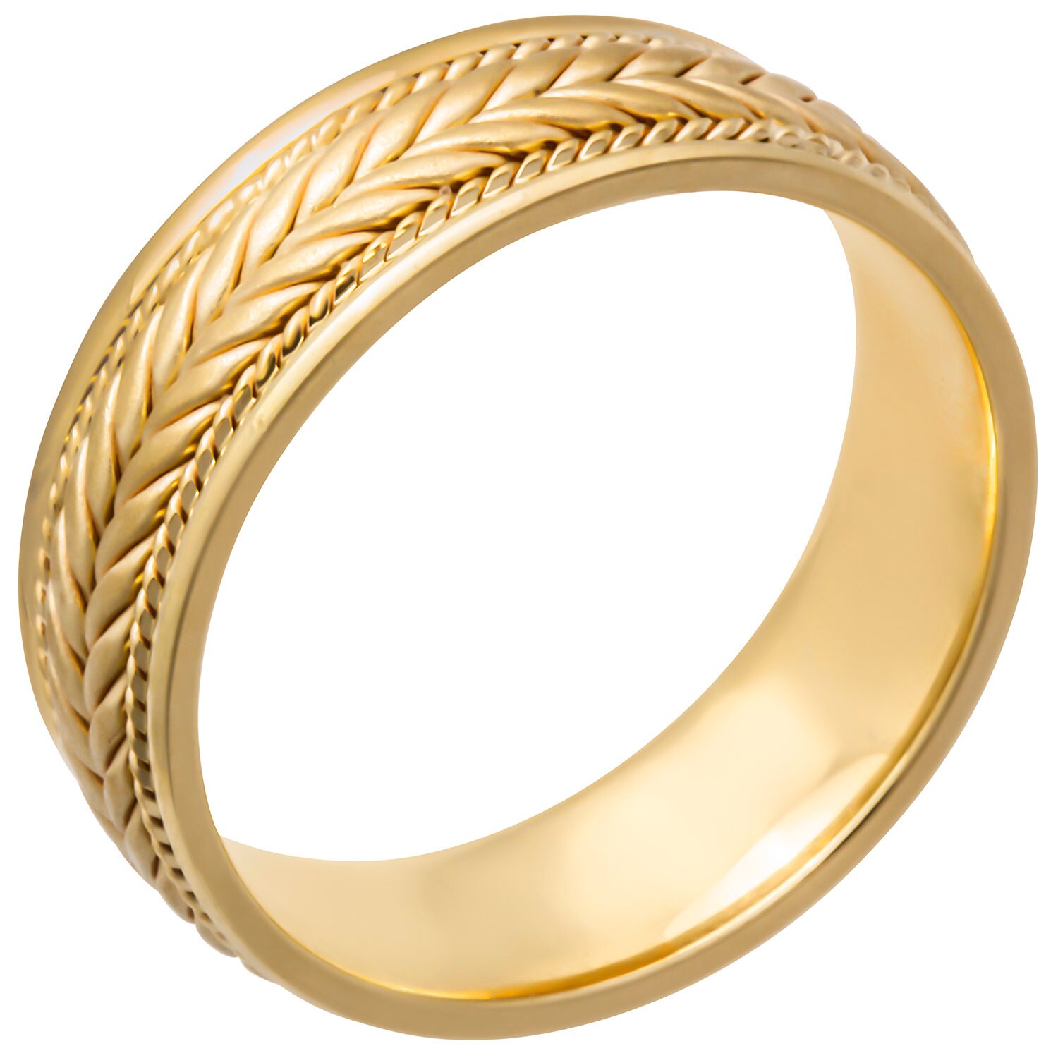 Yellow Gold Braided Comfort Fit Wedding Band, Hand Made, Unique Wedding ...
