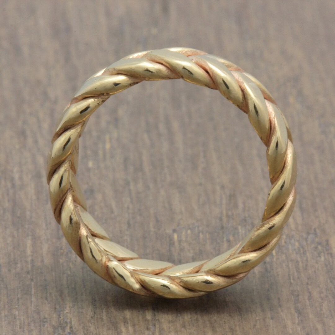 6mm 14K/18K Yellow Gold Hand Crafted Fern Style Wedding Band, Floral ...