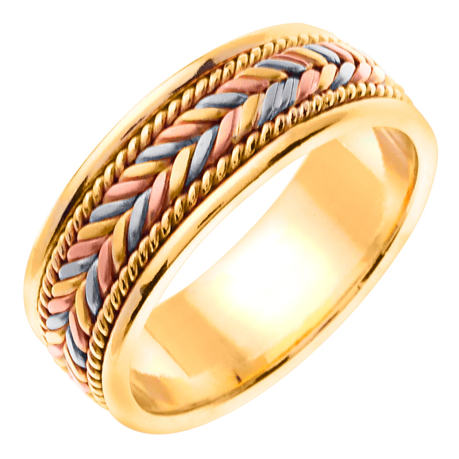 Tri Color Gold Braided Comfort Fit Wedding Band Gold Rings - Etsy