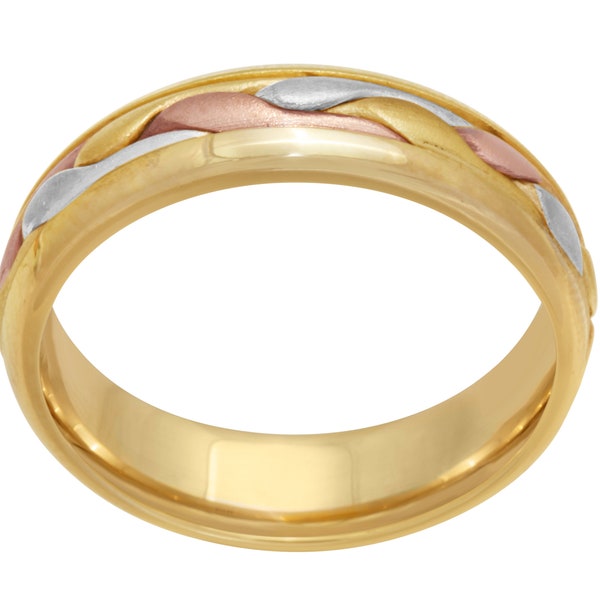 Tricolor Braided Wedding Band - Etsy
