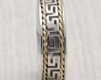 Designer 14K or 18K Yellow Gold Unique Greek Key Wedding Band | Etsy
