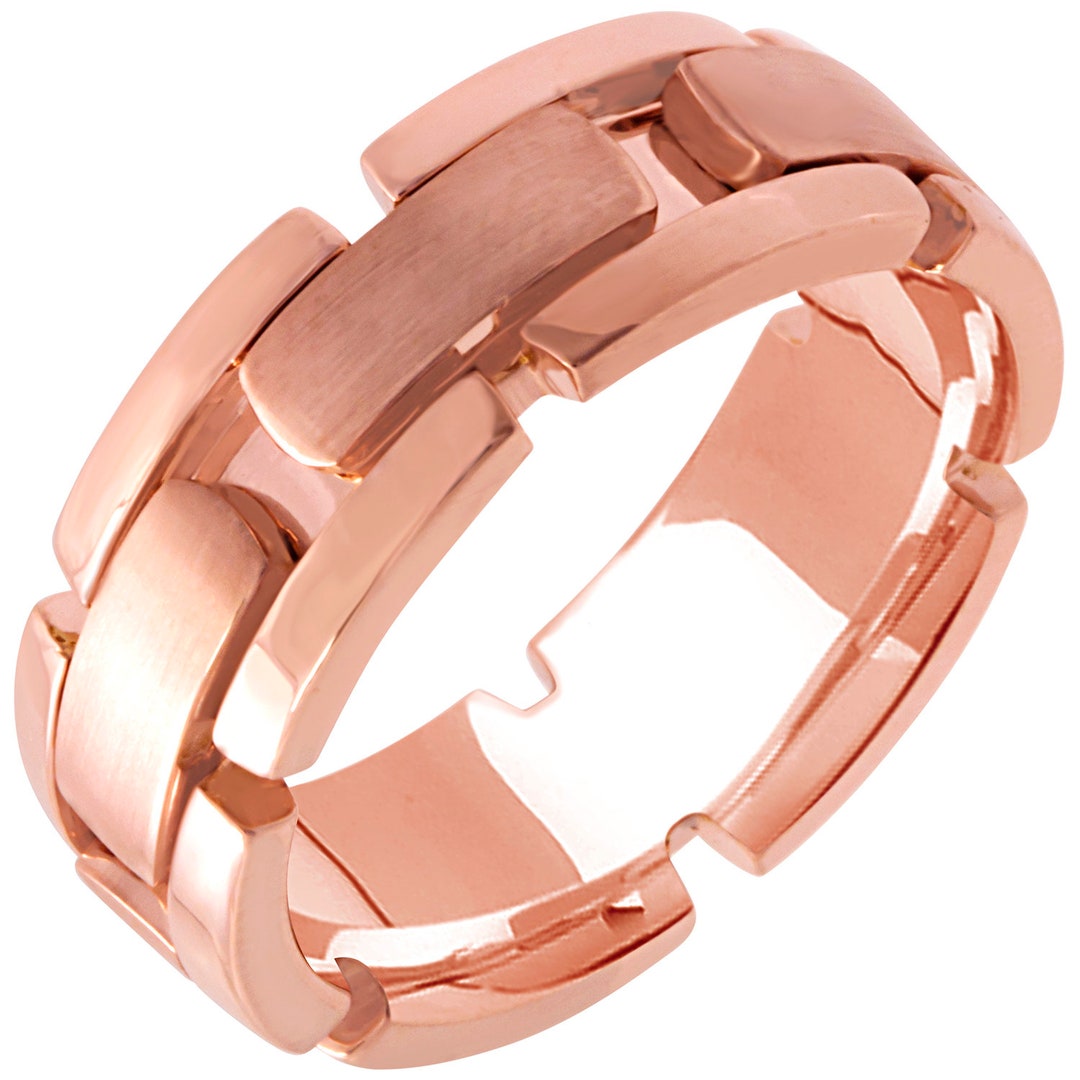 Unique Solid Rose Gold Brick Design, Hand Made, Brushed Finish Brick ...