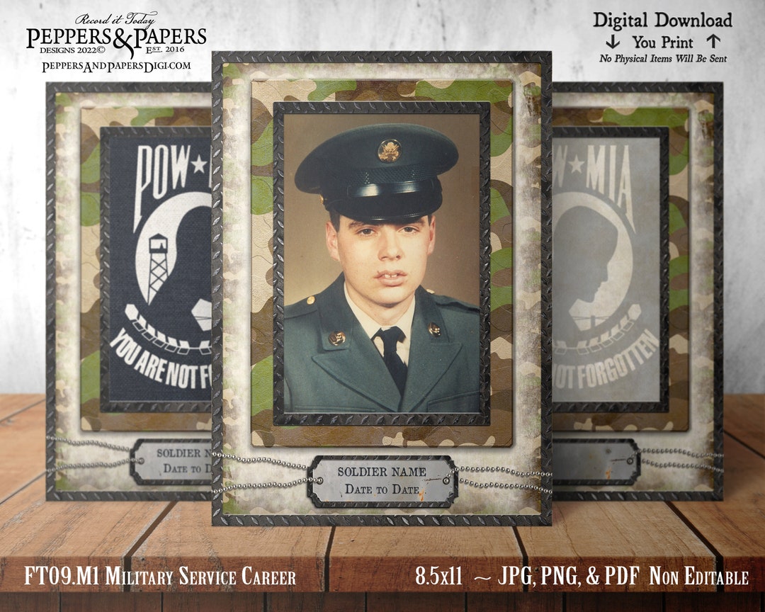 Military Record Photo Page, YOU PRINT, Family Record Keeping for ...