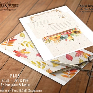 Fall Writing Paper, Printable Stationery Set, Scrapbooking, Journaling ...