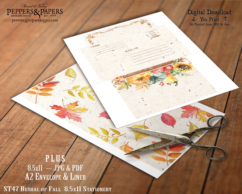 Fall Writing Paper, Printable Stationery Set, Scrapbooking, Journaling ...