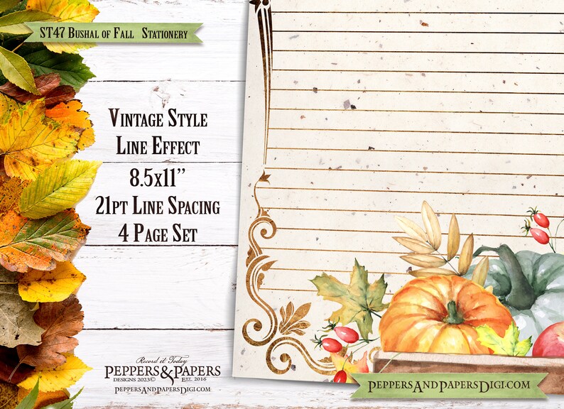 Fall Writing Paper, Printable Stationery Set, Scrapbooking, Journaling ...