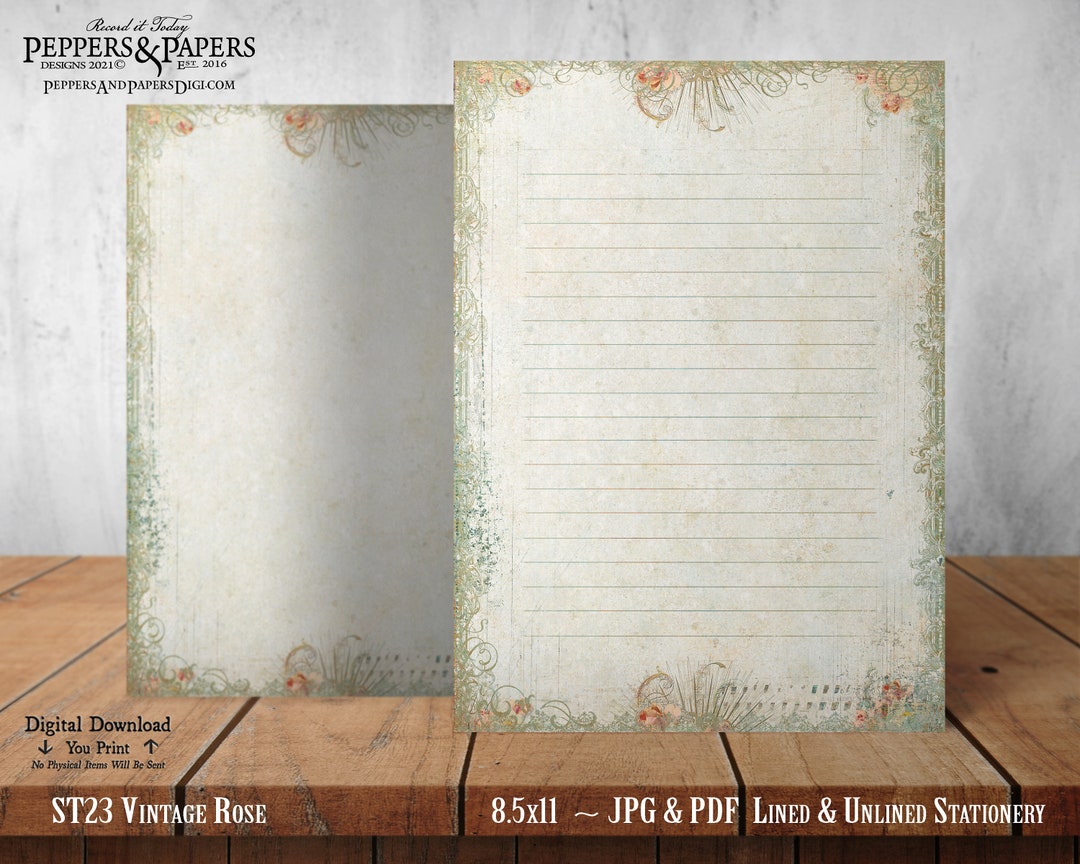 Printable Writing Paper, Printable Stationery Set, for Scrapbooking ...