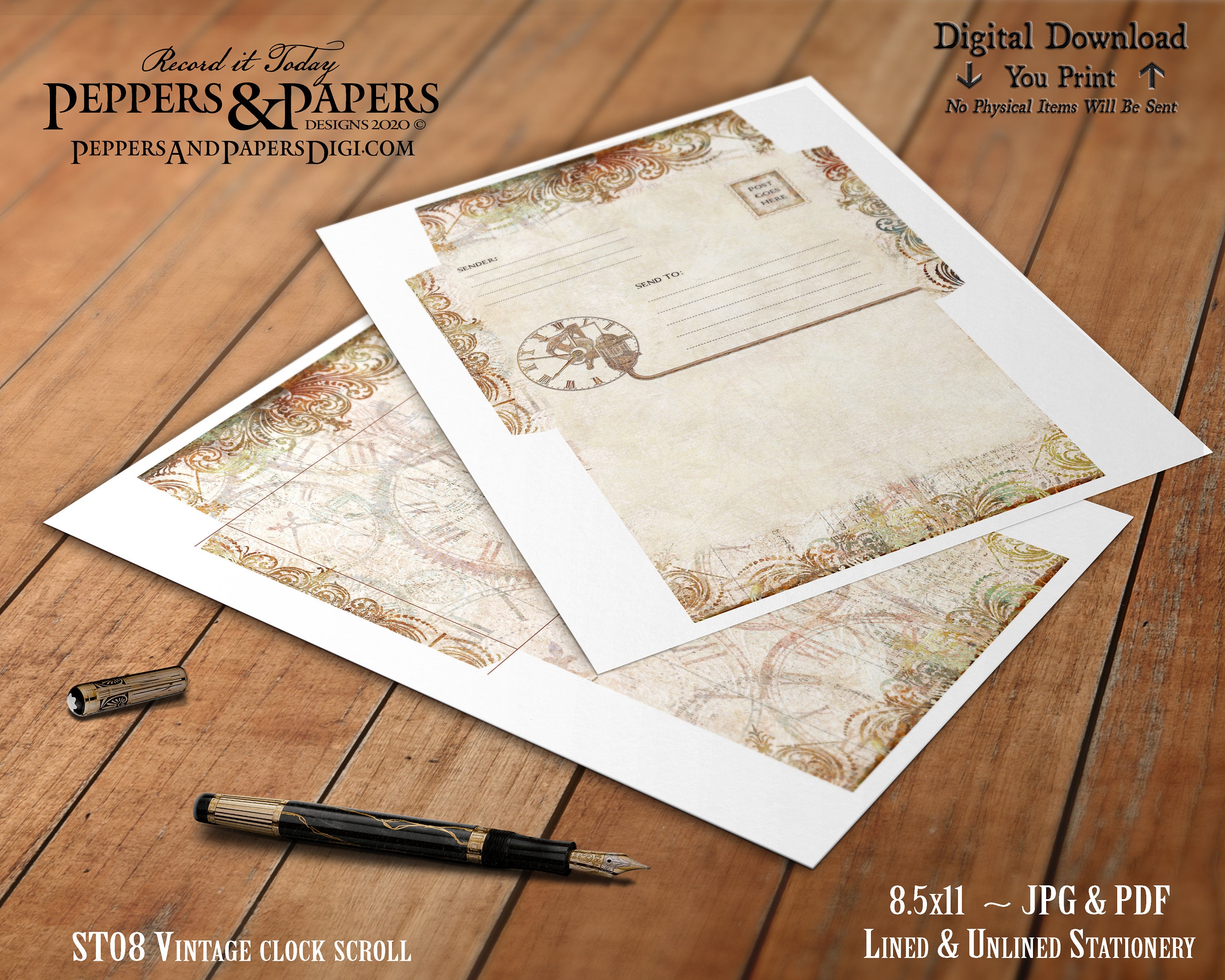 Printable Writing Paper, Printable Stationery Set, for Scrapbooking ...