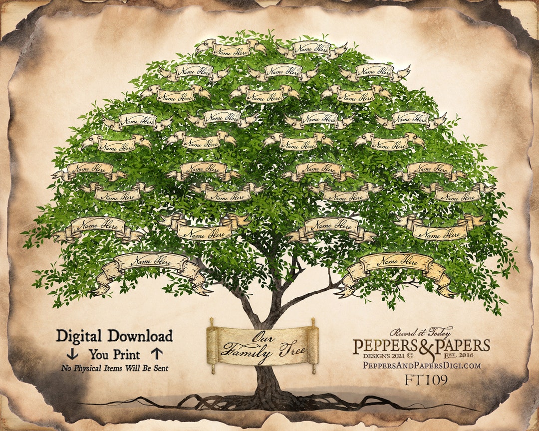Family Tree Chart 5 Generation Pedigree 16x20 Custom - Etsy