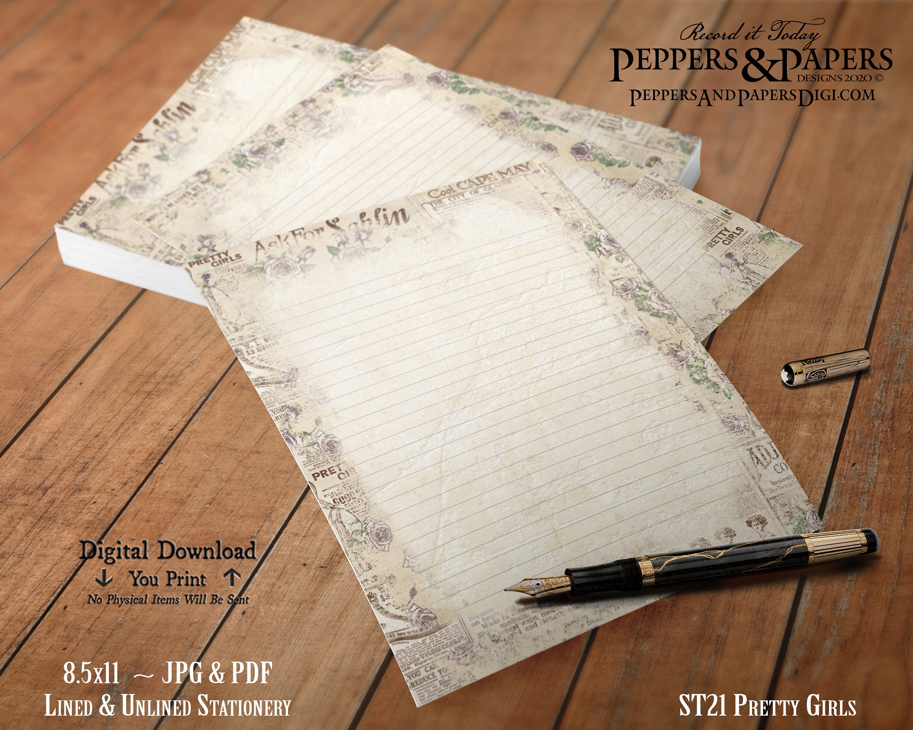 Printable Writing Paper, Printable Stationery Set, for Scrapbooking ...