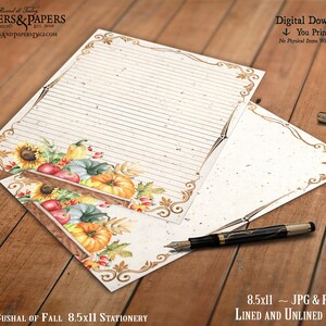 Fall Writing Paper, Printable Stationery Set, Scrapbooking, Journaling ...