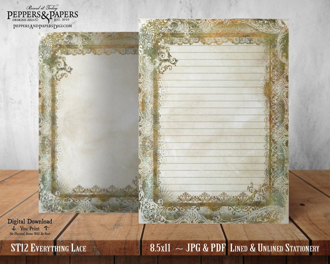 Printable Writing Paper, Printable Stationery Set, for Scrapbooking ...