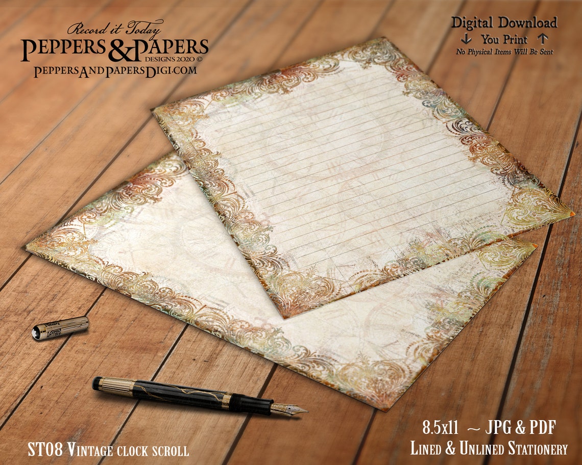 Printable Writing Paper, Printable Stationery Set, for Scrapbooking ...