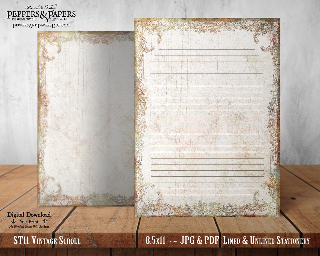 Printable Writing Paper, Printable Stationery Set, for Scrapbooking ...