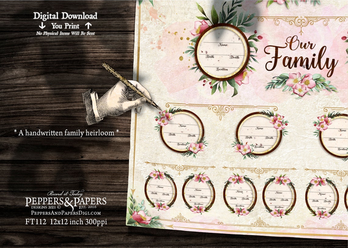 Family Tree 4 Generation Pedigree Chart, a Unique DIY Gift for Mom or ...