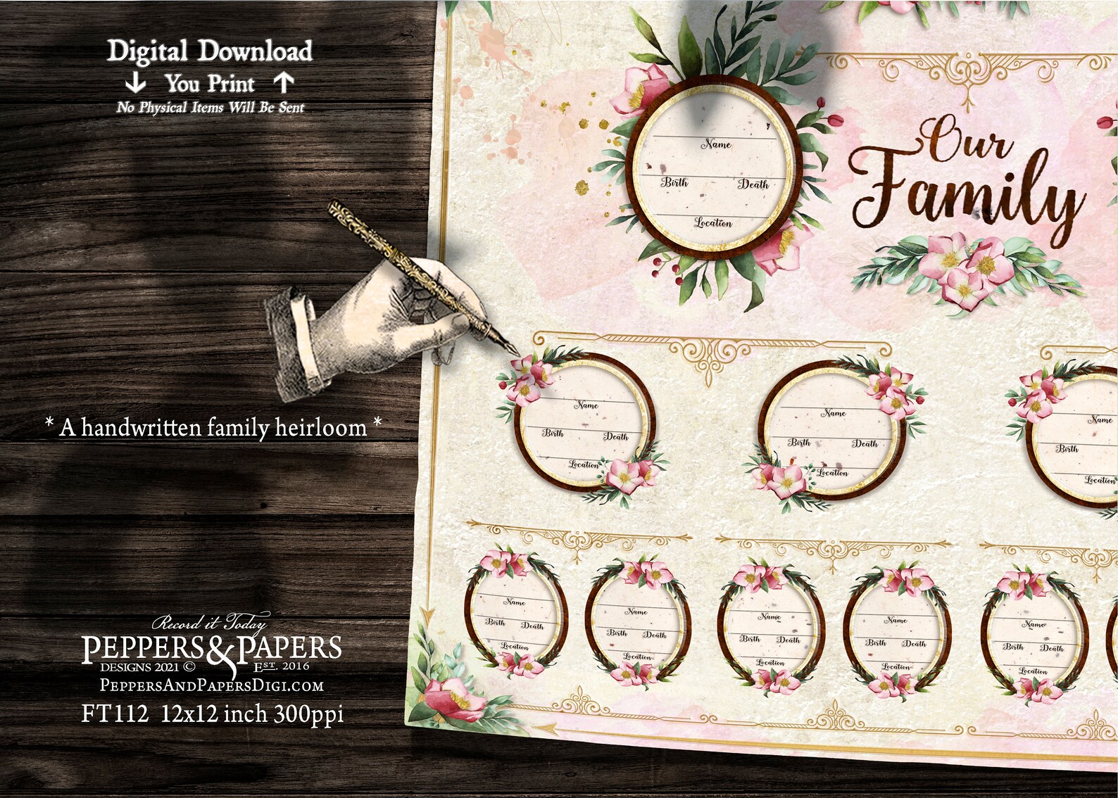 Family Tree 4 Generation Pedigree Chart for Ancestry Gifts | Etsy