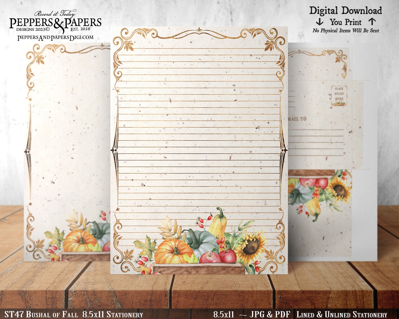 Fall Writing Paper, Printable Stationery Set, Scrapbooking, Journaling ...
