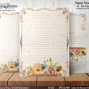 Fall Writing Paper, Printable Stationery Set, Scrapbooking, Journaling ...