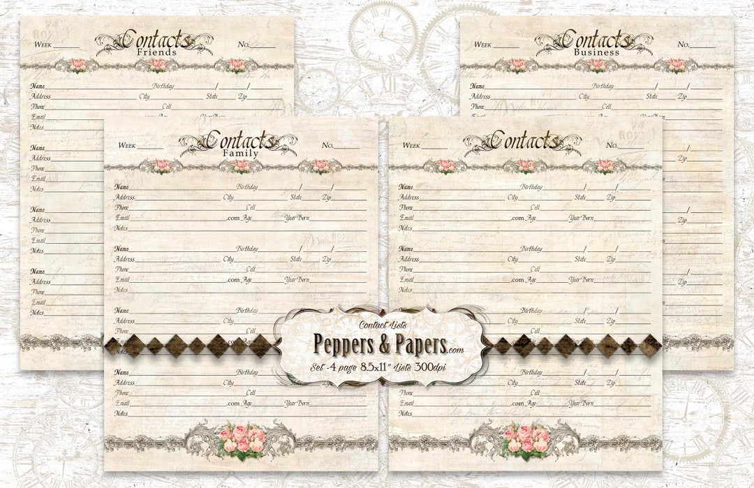 Family Planner, Address Book, 26 Printable Pages; Ancestry Records ...