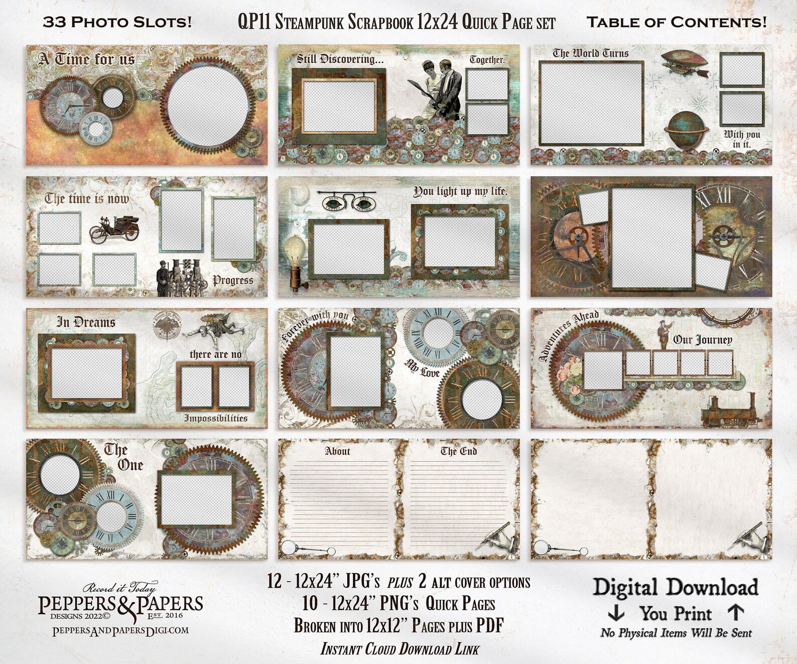 Steampunk Scrapbook Pages Quick Page YOU PRINT Instant Page - Etsy