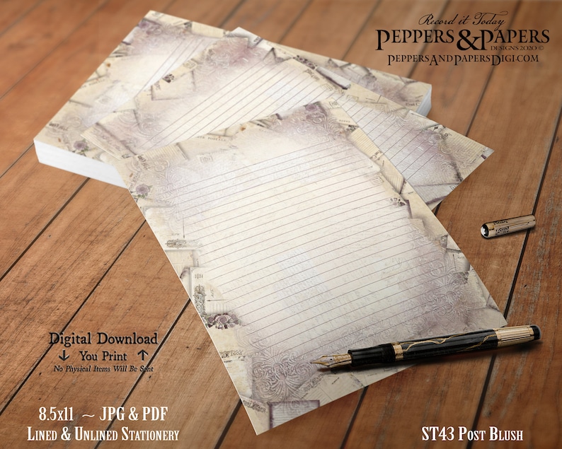 Printable Writing Paper, Printable Stationery Set, for Scrapbooking ...