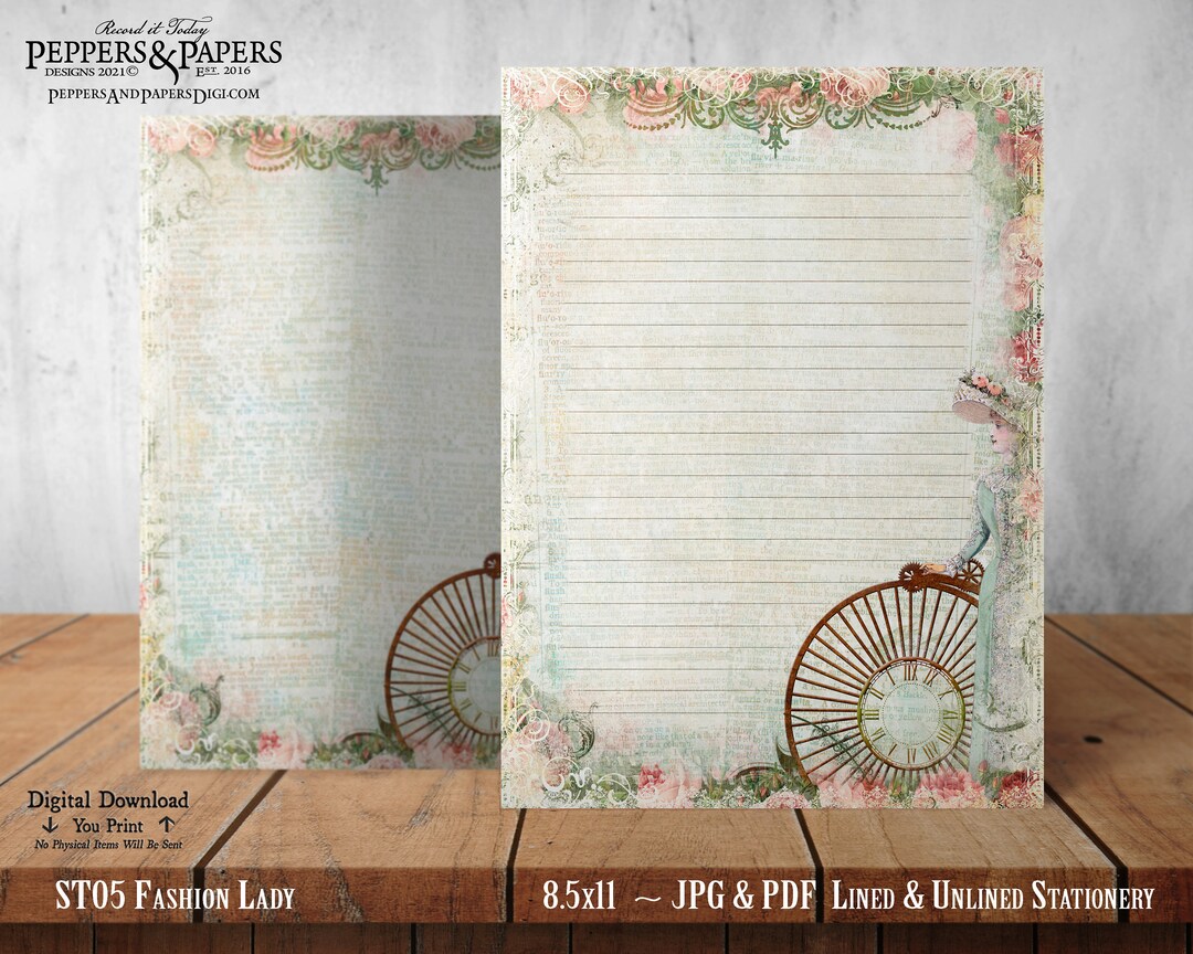 Printable Writing Paper, Printable Stationery Set, for Scrapbooking ...
