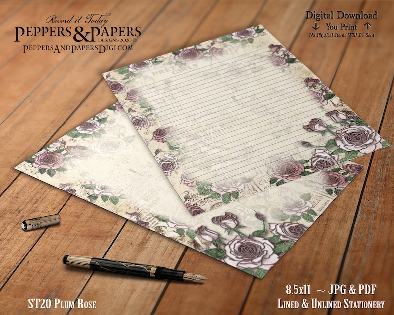 Printable Writing Paper, Printable Stationery Set, for Scrapbooking ...