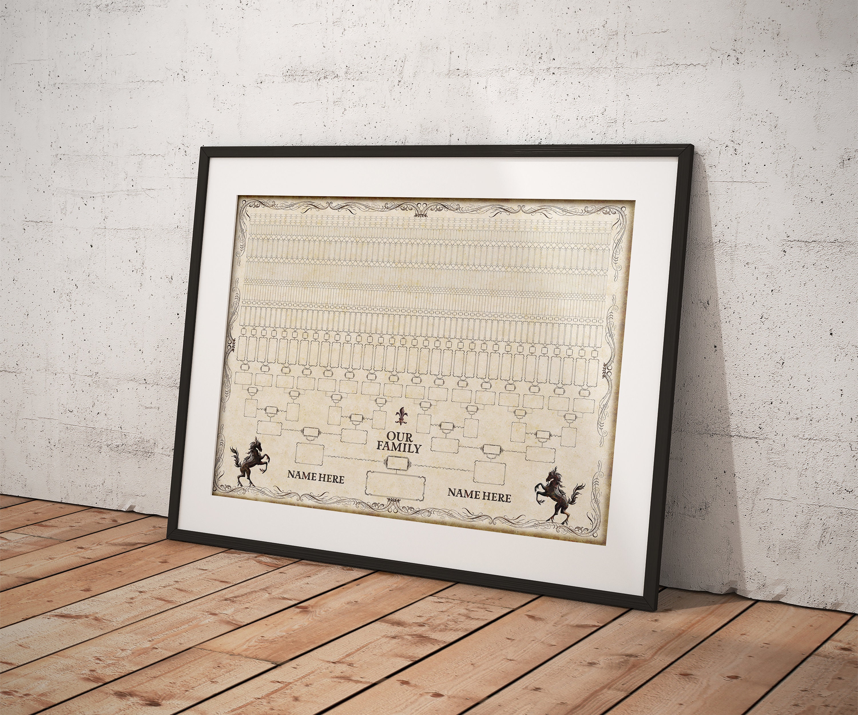 Family Tree Chart, 12 Generation Pedigree, YOU PRINT, 48x36, Genealogy ...