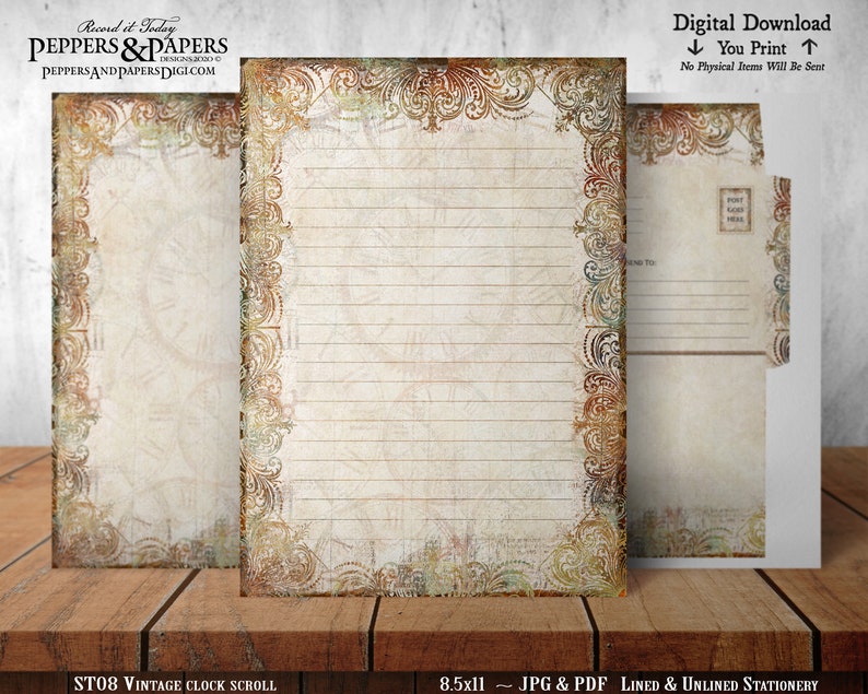 Printable Writing Paper, Printable Stationery Set, for Scrapbooking ...