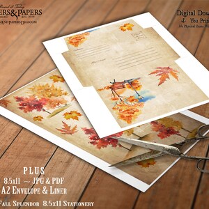 Fall Splendor Writing Paper, Printable Stationery Set, for Scrapbooking ...