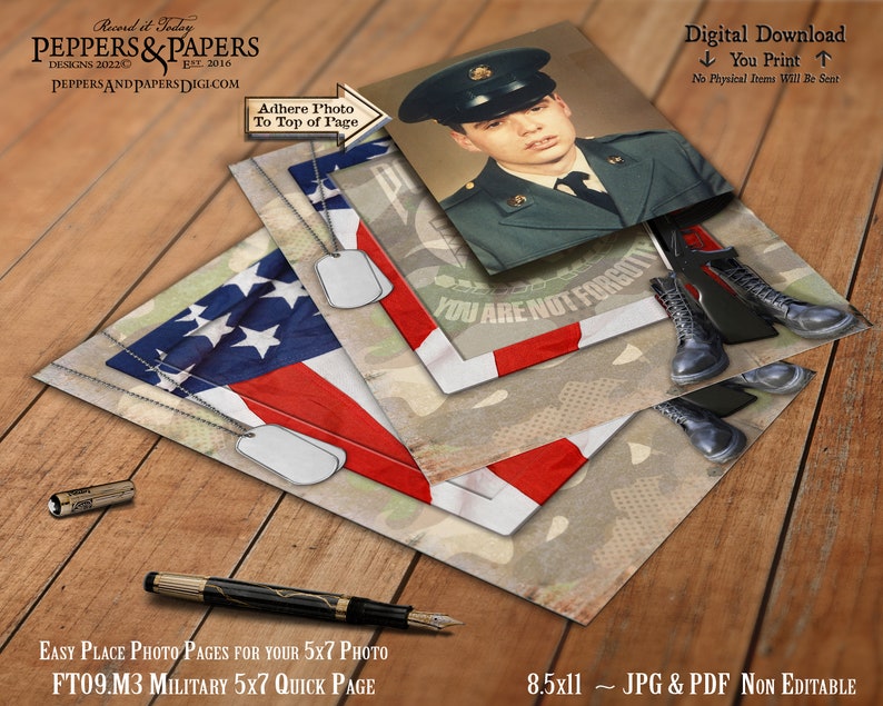 Military Record Photo Page YOU PRINT Family Record Keeping - Etsy