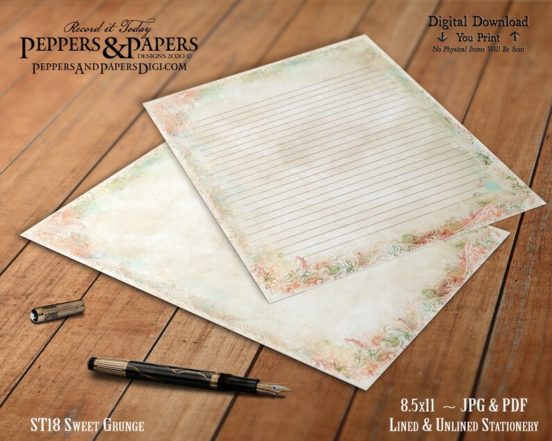 Printable Writing Paper, Printable Stationery Set, for Scrapbooking ...