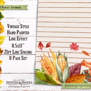 Harvest Collection Thanksgiving Writing Paper, Printable Stationery Set ...
