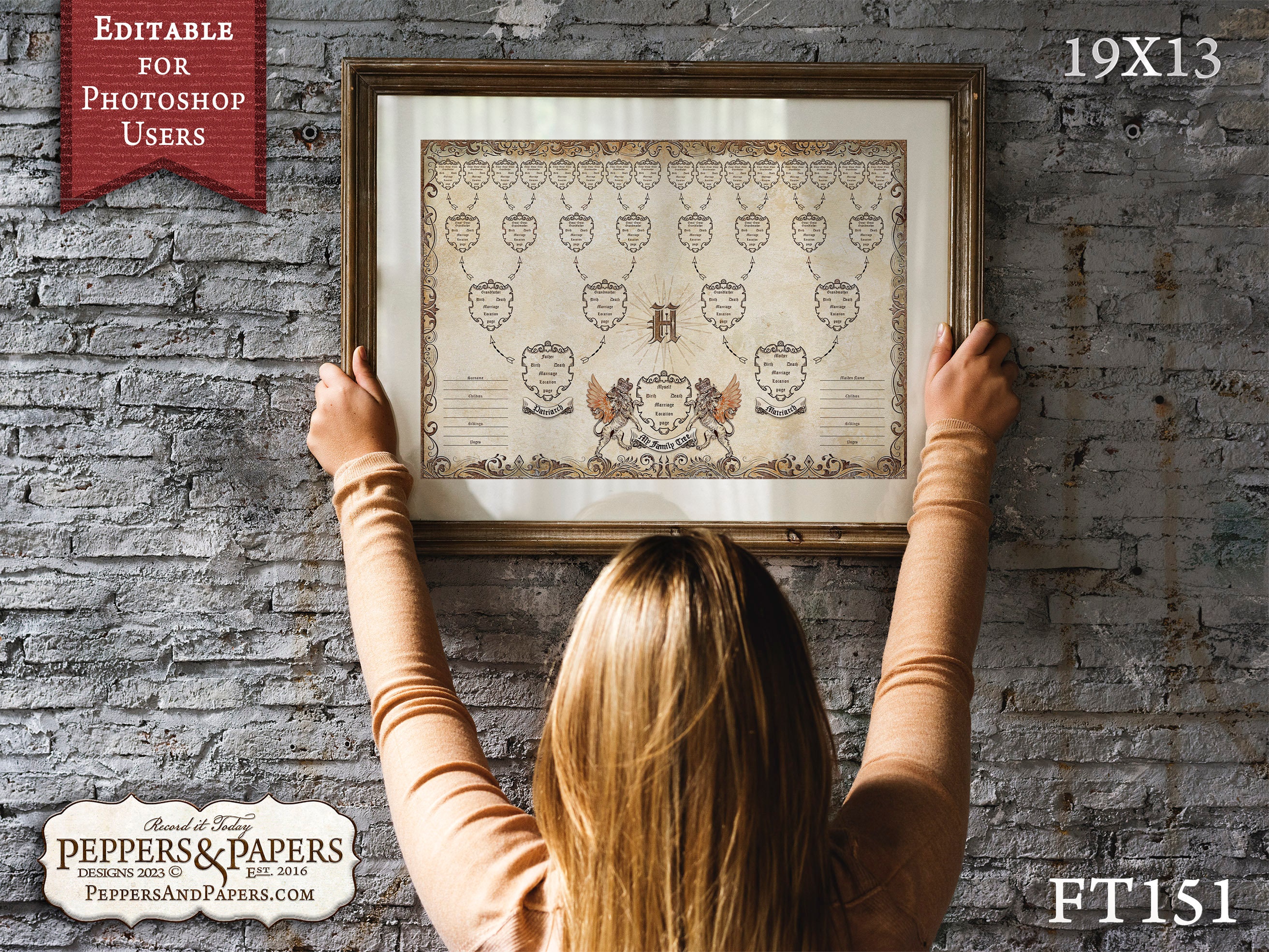 Family Tree Chart 5 Generation EDITABLE Pedigree YOU PRINT - Etsy