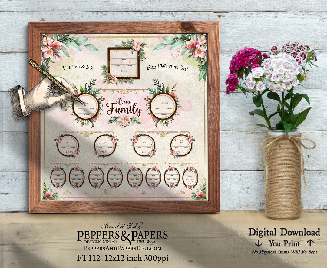 Family Tree 4 Generation Pedigree Chart, a Unique DIY Gift for Mom or ...