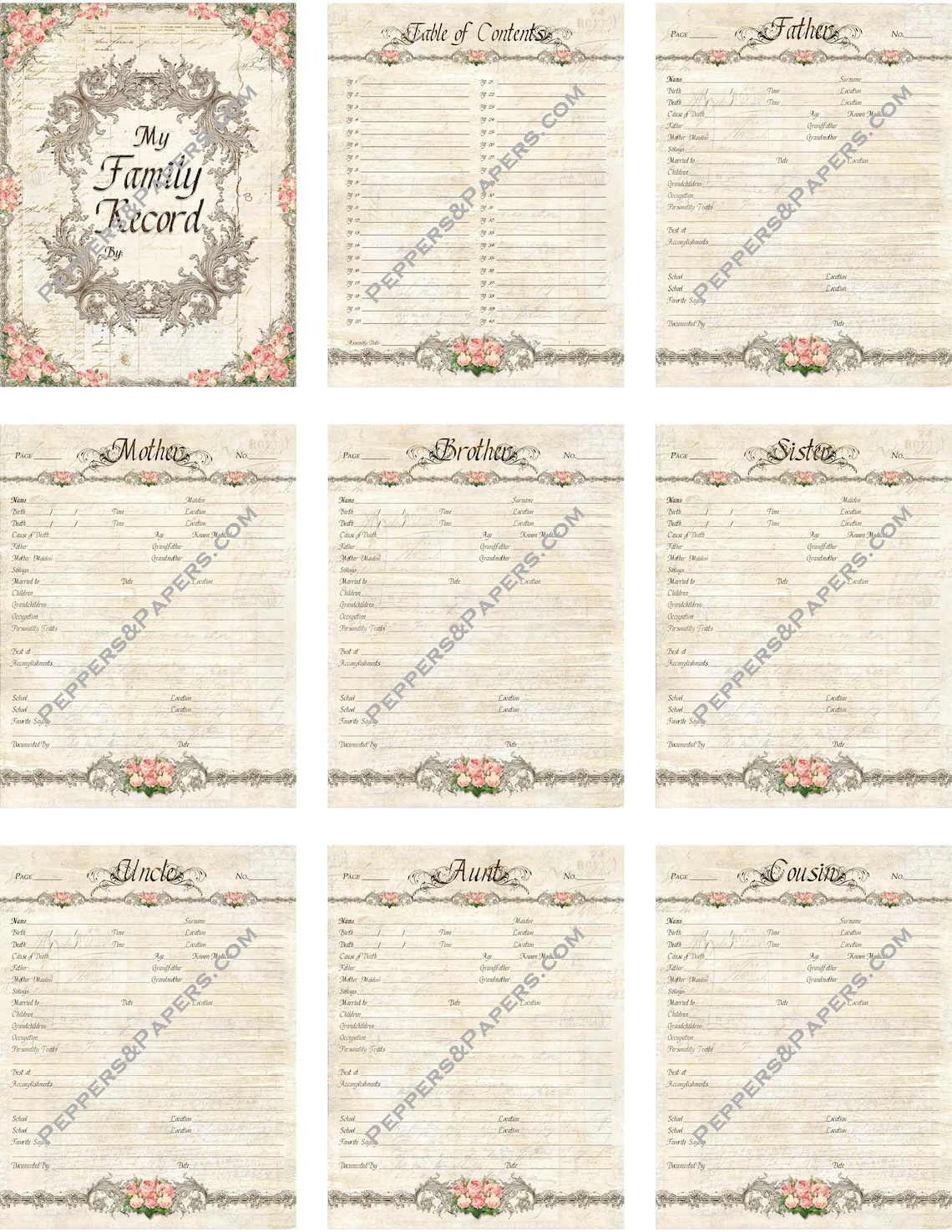 Family Tree Workbook YOU PRINT 8.5x11 33 pages | Etsy