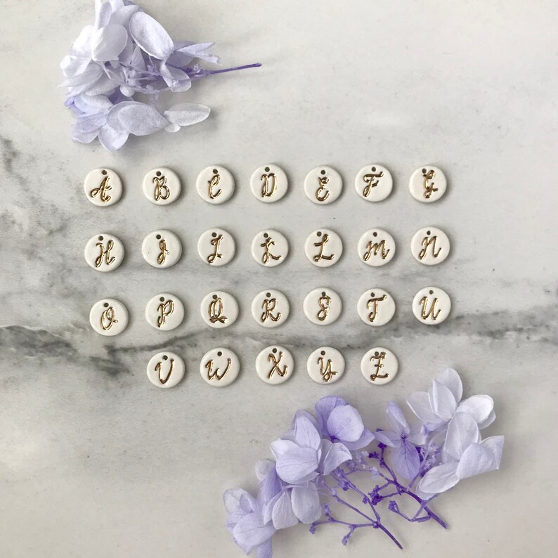 Ceramic Personalized Cursive Letter Charm Necklace - Etsy