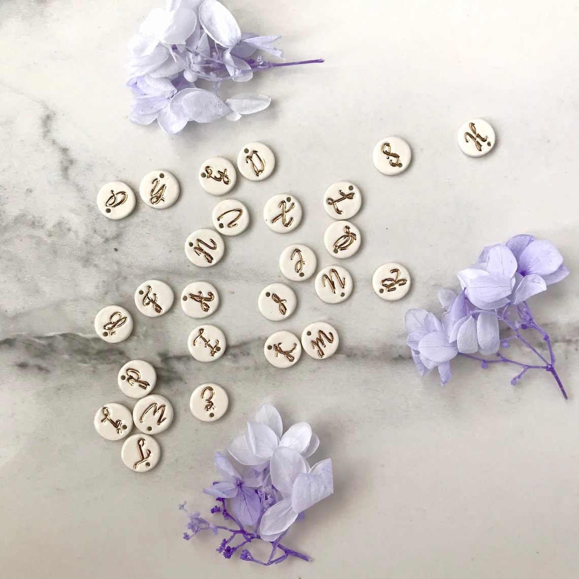 Ceramic Personalized Cursive Letter Charm Necklace - Etsy