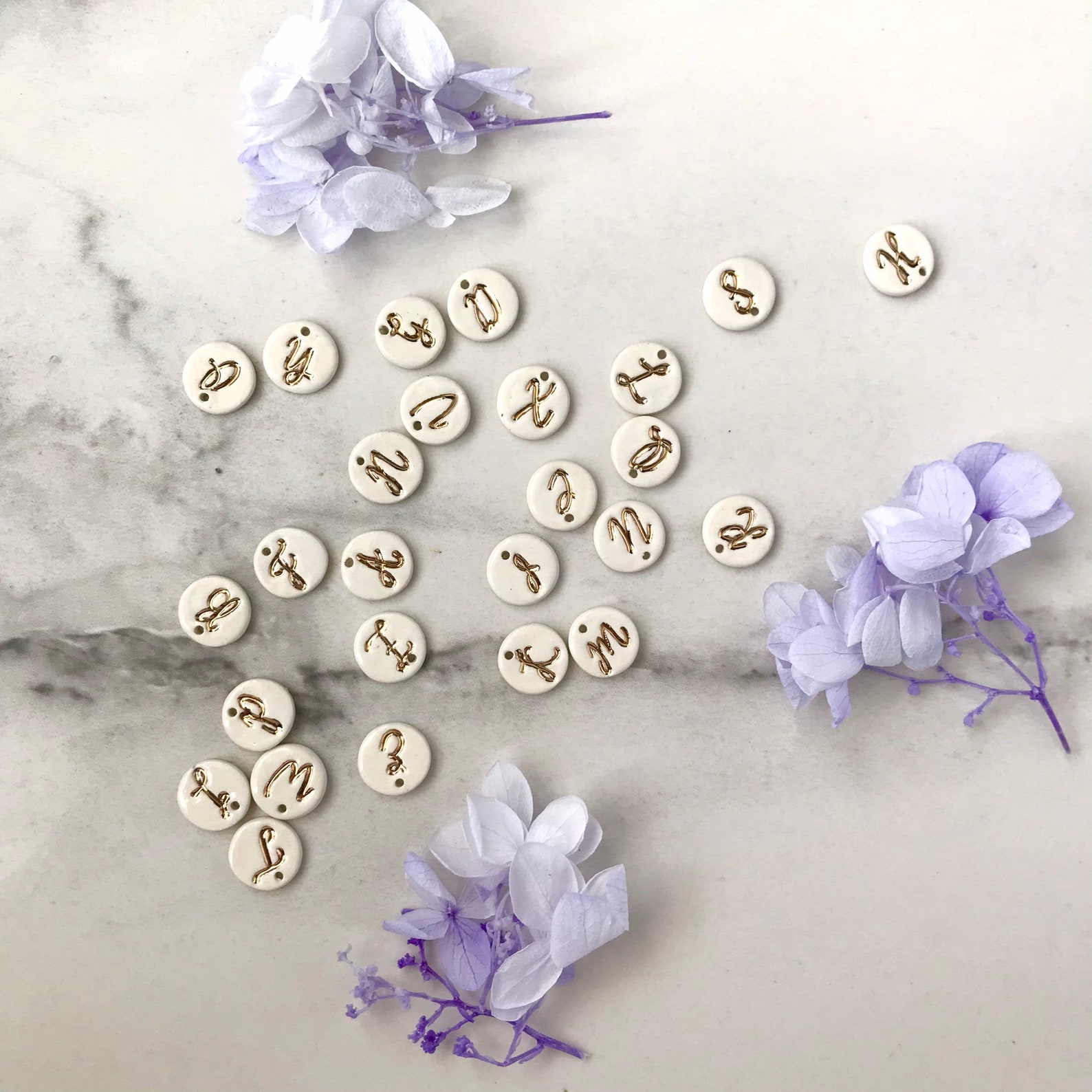 Ceramic Personalized Cursive Letter Charm Necklace - Etsy