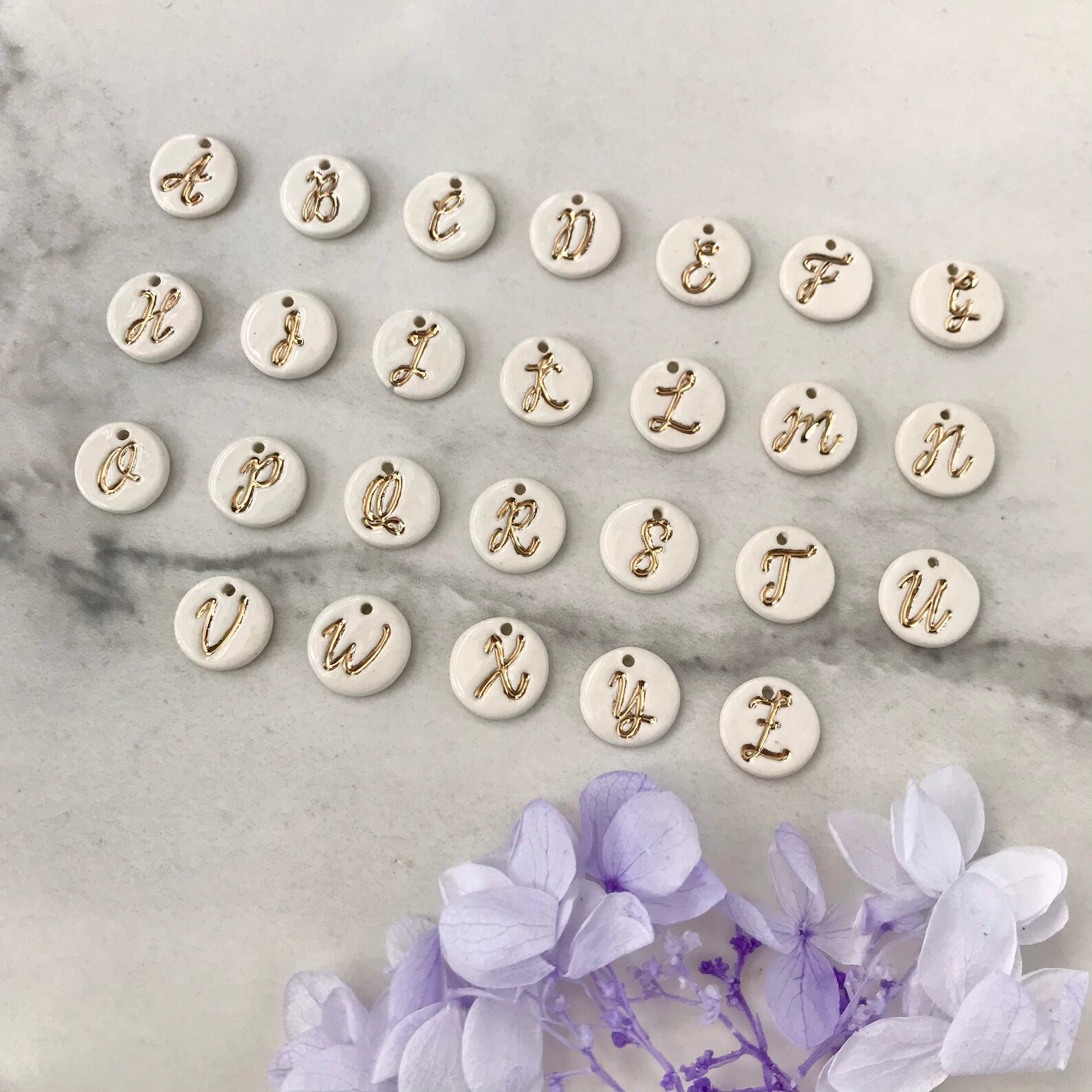 Ceramic Personalized Cursive Letter Charm Necklace - Etsy