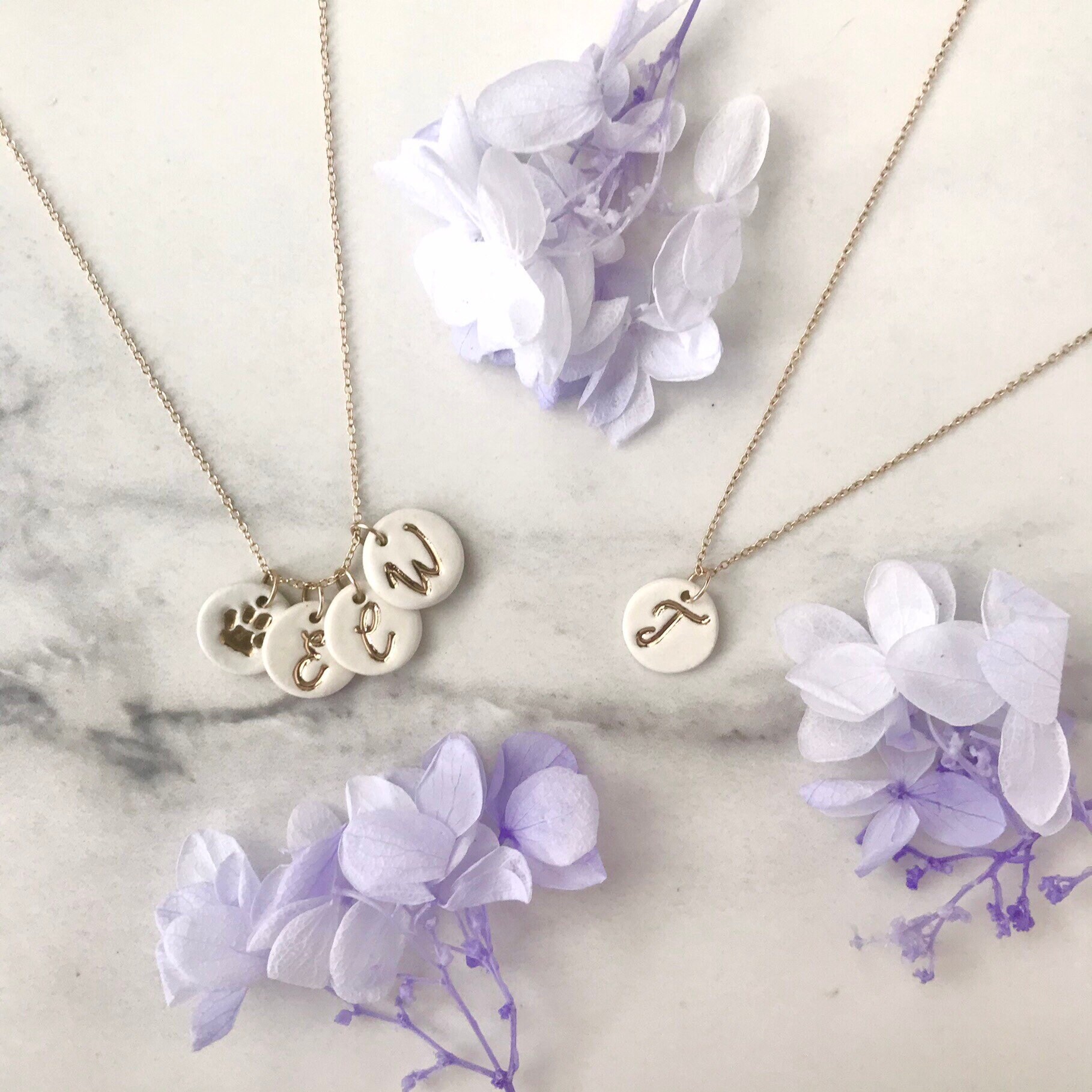 Ceramic Personalized Cursive Letter Charm Necklace - Etsy