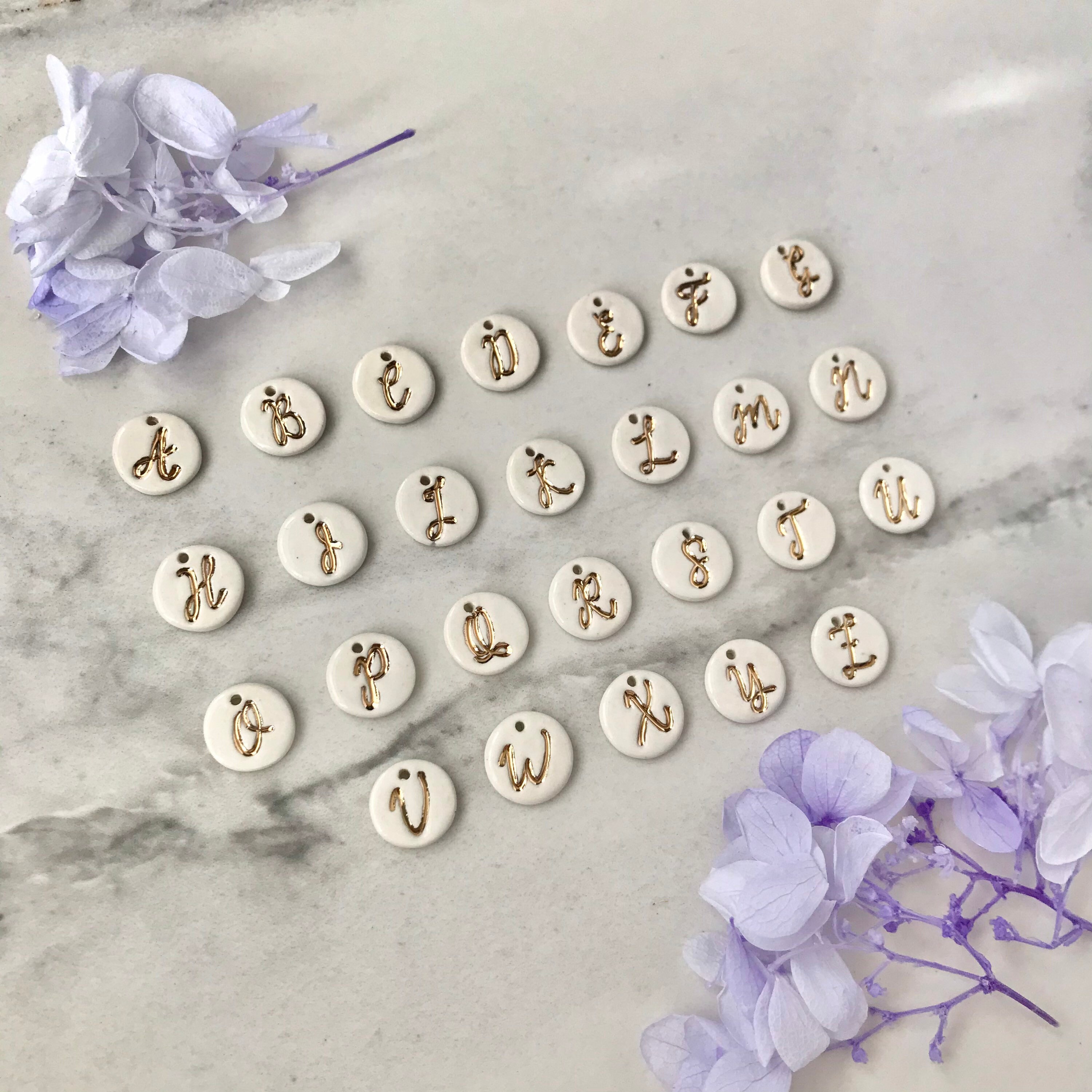 Ceramic Personalized Cursive Letter Charm Necklace - Etsy