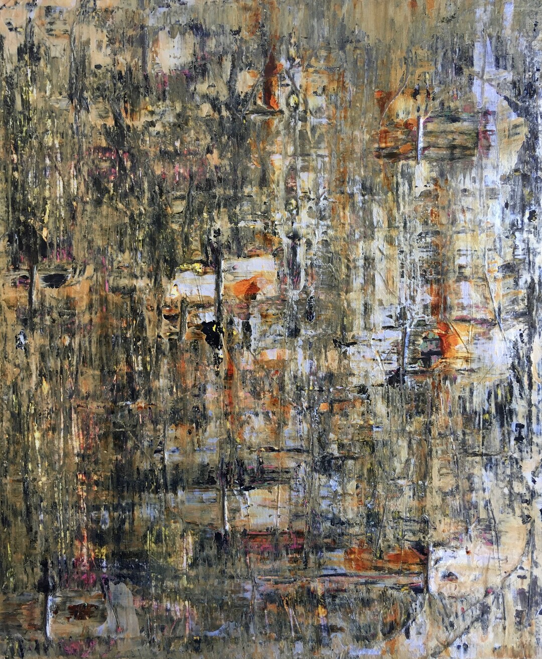 Original Abstract Painting, Rustic Style Art for Small Rooms, Bright ...