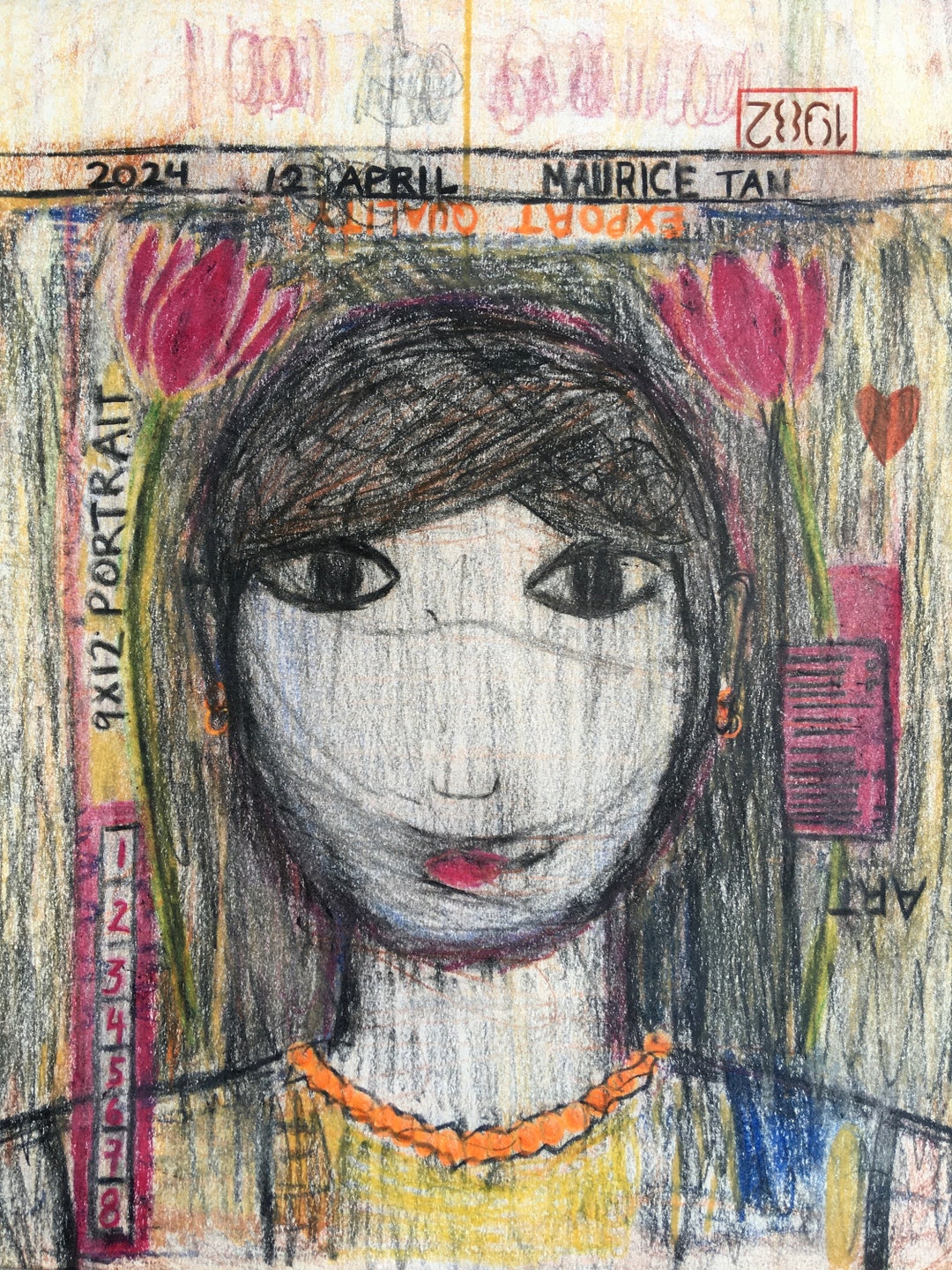 Portrait Art Colored Pencil Drawing 9x12 Artwork Original Wall Decor - Etsy