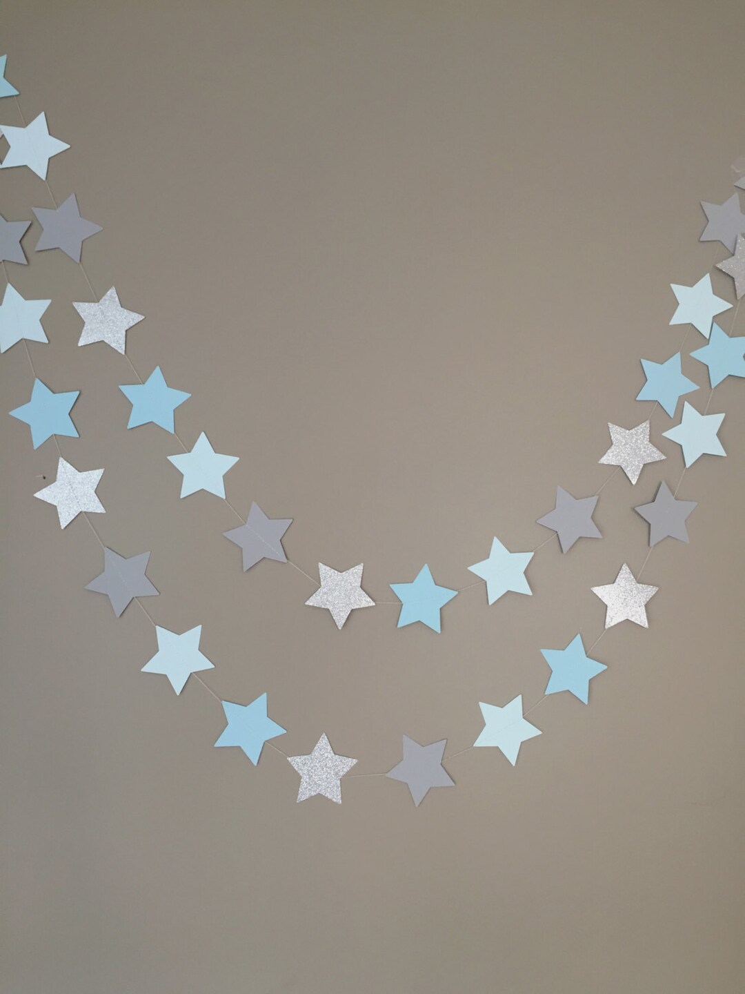 Twinkle Twinkle Little Star Paper Garland, Blue, Gray and Silver ...