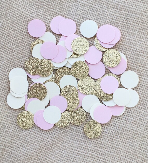 Pink Gold Glitter Cream Circle Confetti Wedding Bridal | Etsy