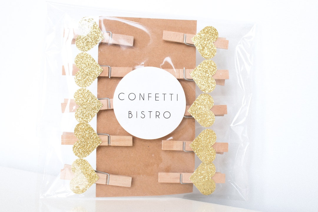 Gold Heart Clothespins, Bridal Shower Present Decor - Etsy