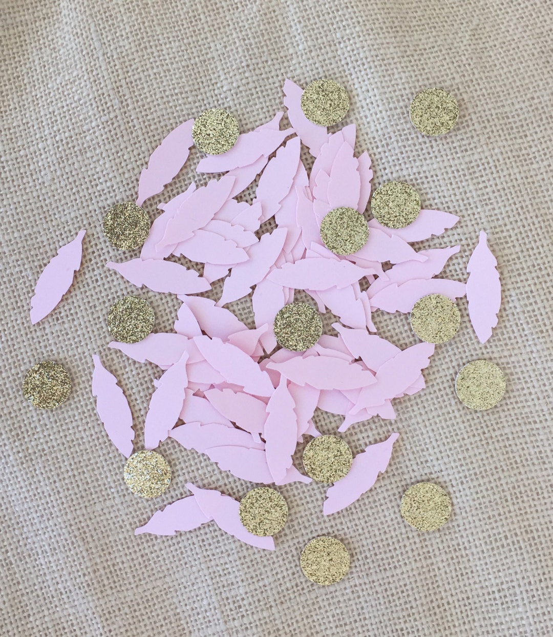 Blush Pink Gold Glitter Confetti, Wedding Confetti, Feather Confetti ...