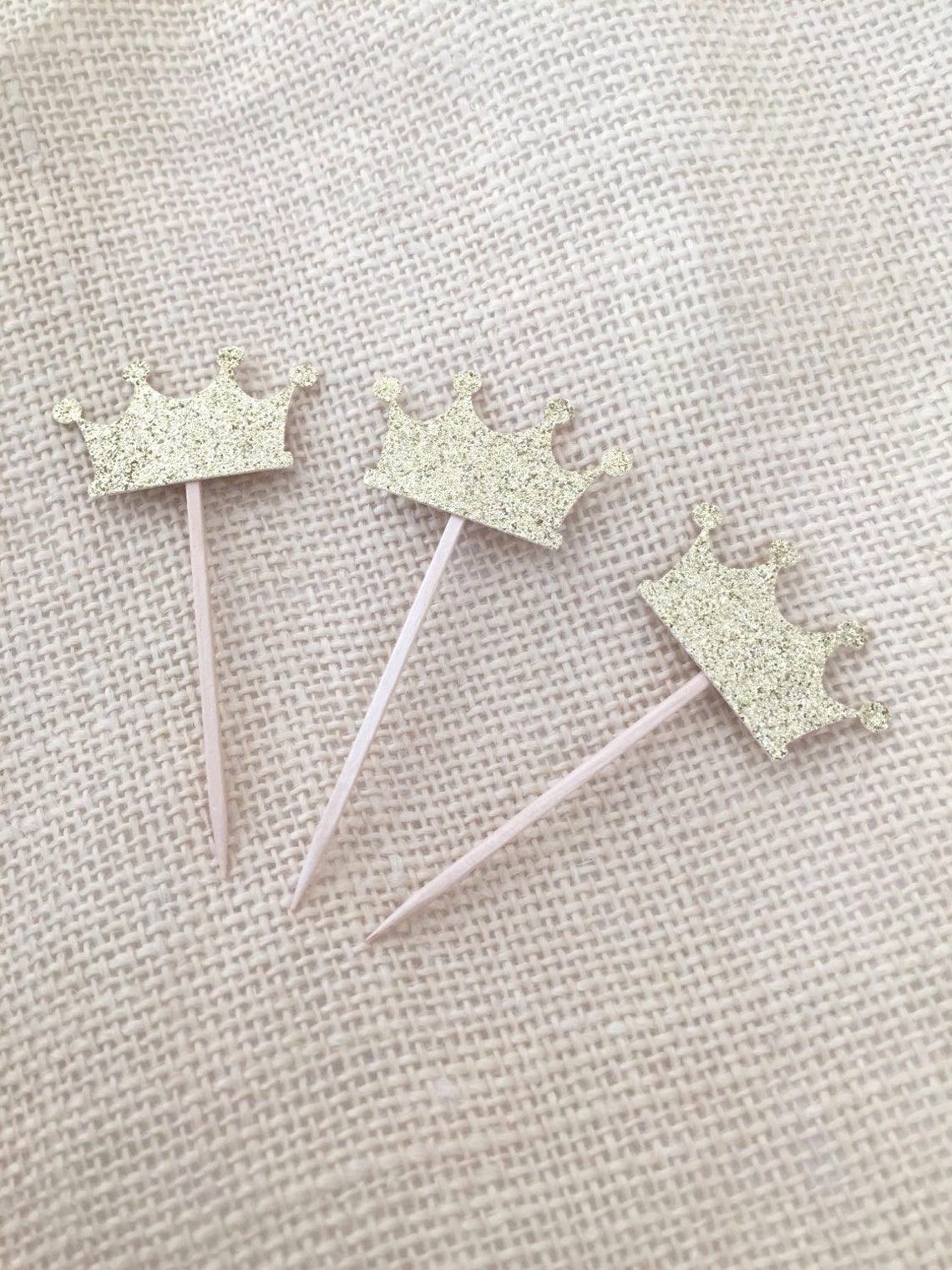 Gold Glitter Crown Cupcake Toppers Set 12 Princess - Etsy